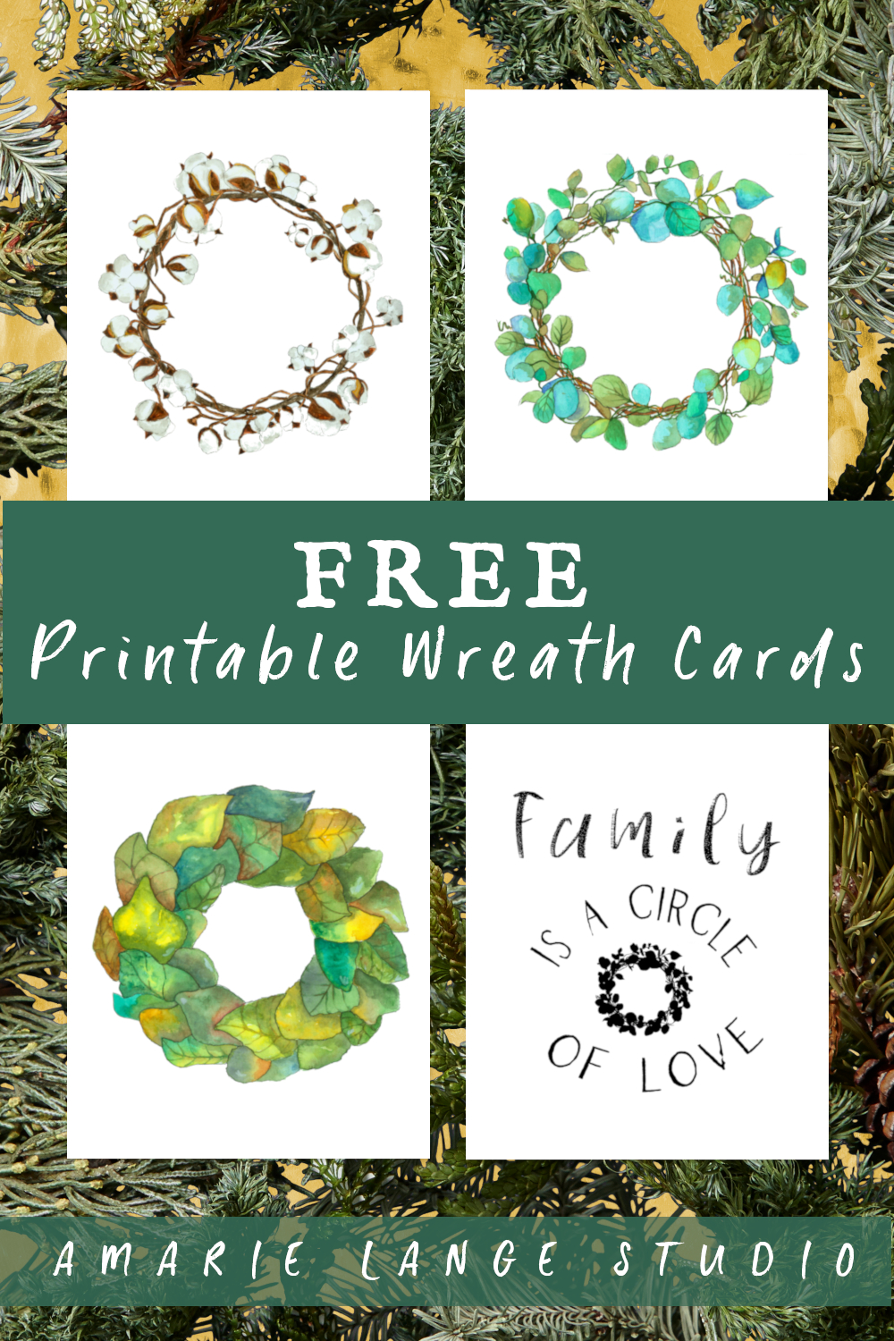 (Gorgeous) Watercolor Wreath Cards - {Free Printable for You!} - Amarie ...