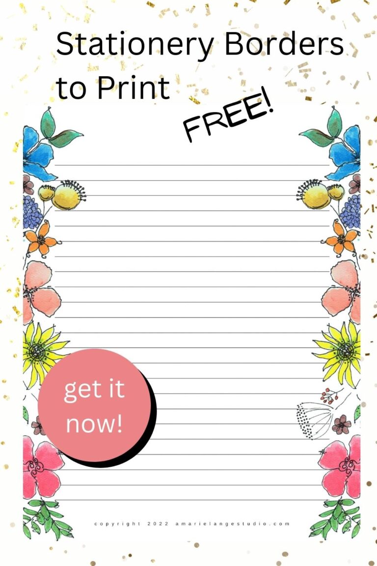 Free Printable Stationery Borders (& Matching Envelope Liners) - Amarie ...